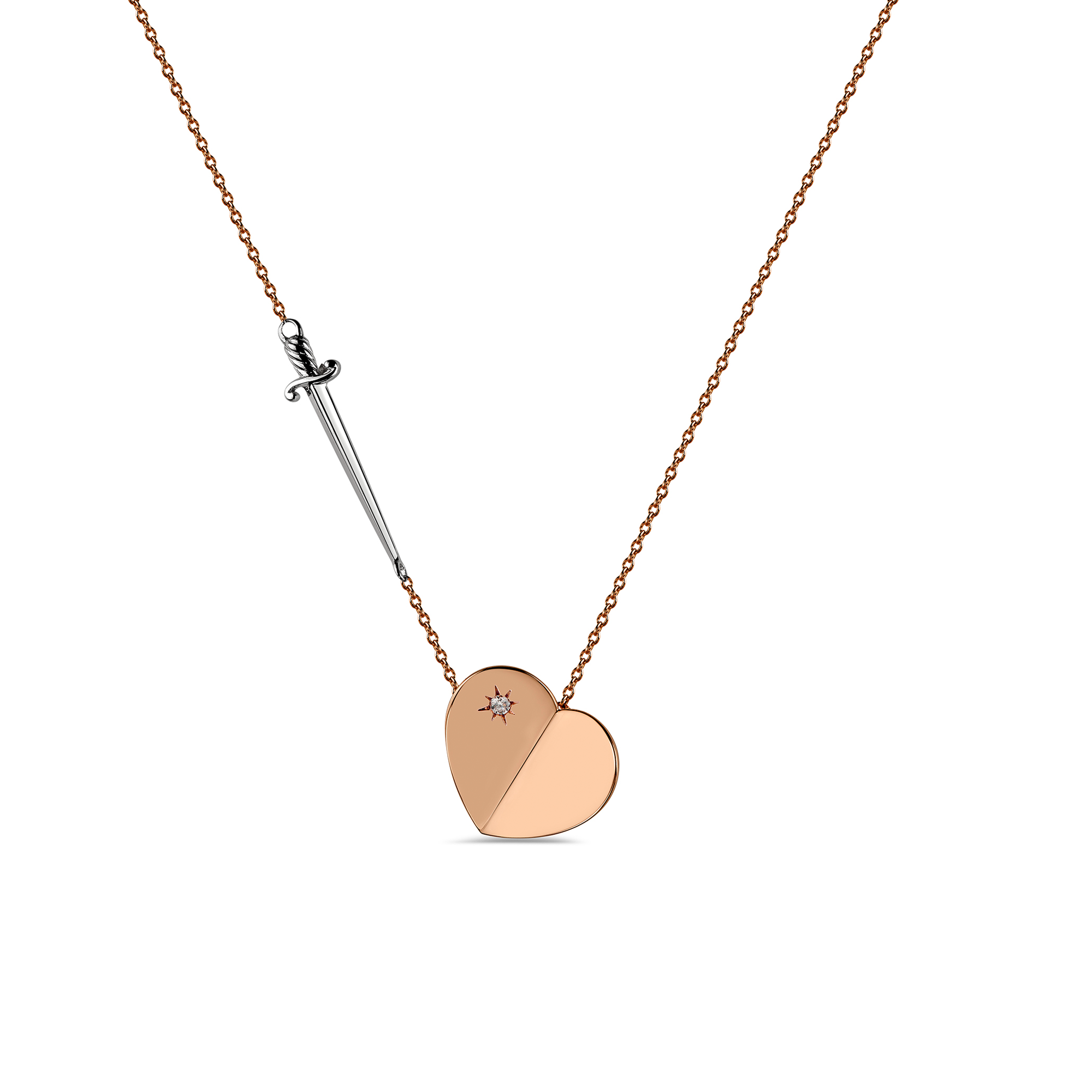 Hiam Gafla Heart Necklace, Sword Motif - Gafla Jewellery