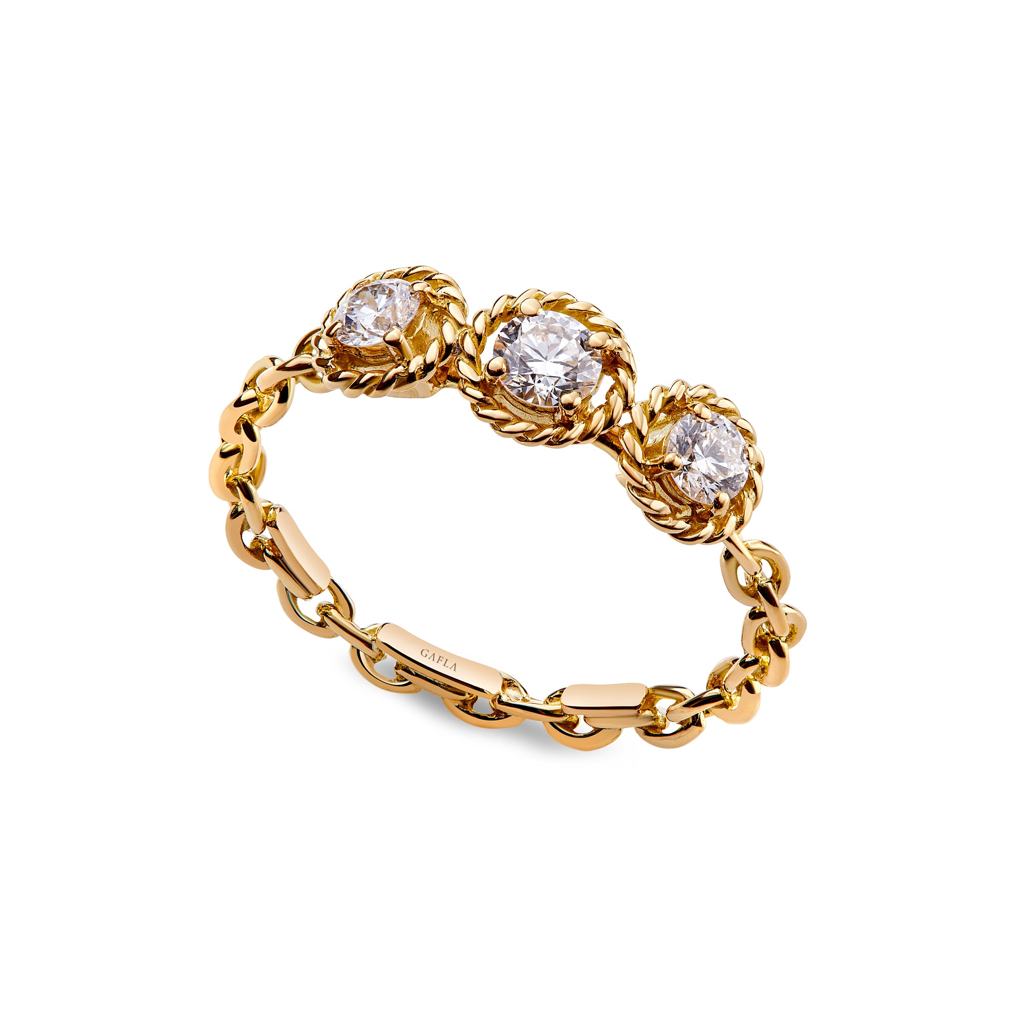 Salasil Gafla Ring, Trio, Diamond - Yellow Gold / 48 - Gafla Jewellery